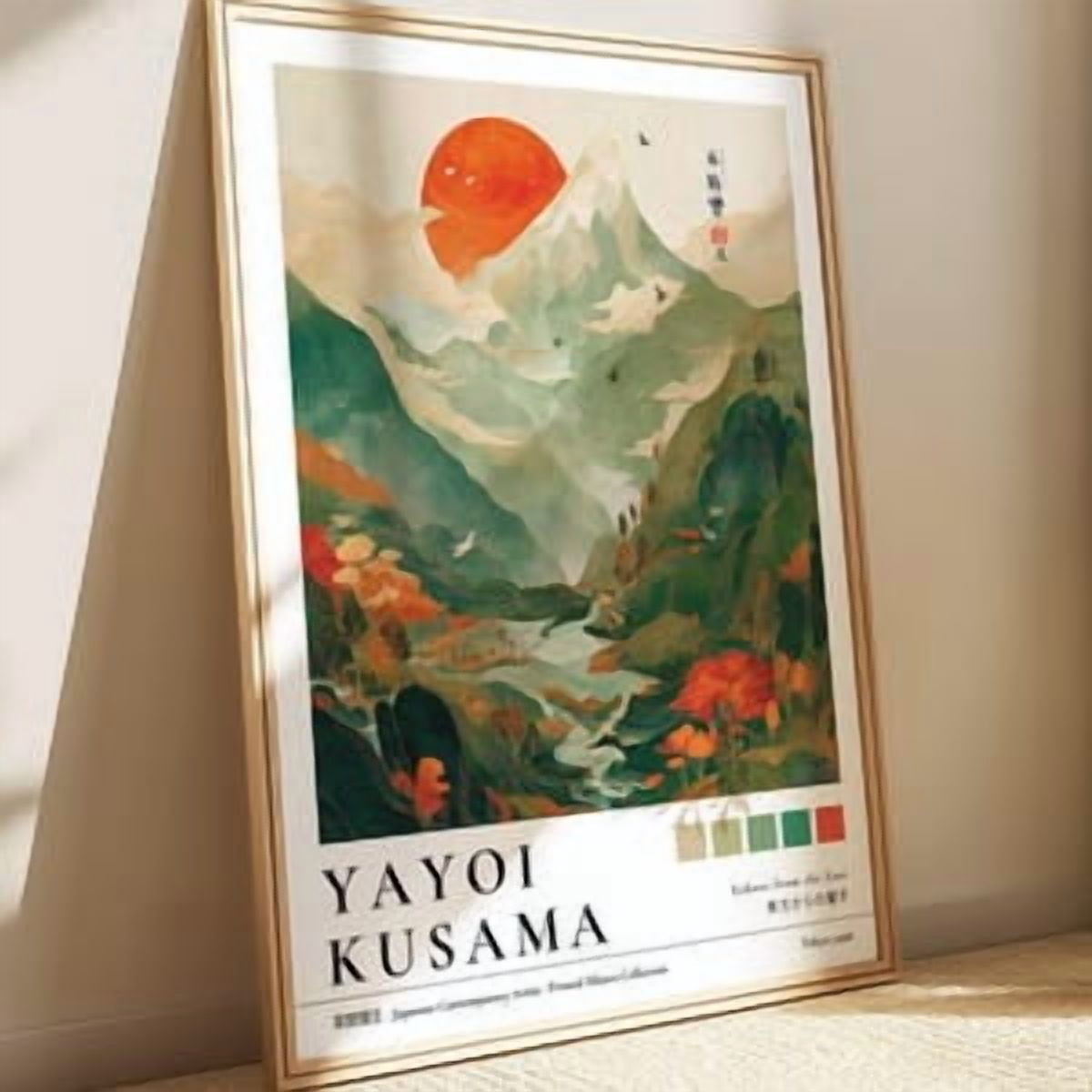 Fiji Mountain Yayoi Kusama Colorful Landscape Green Japandi Poster ...