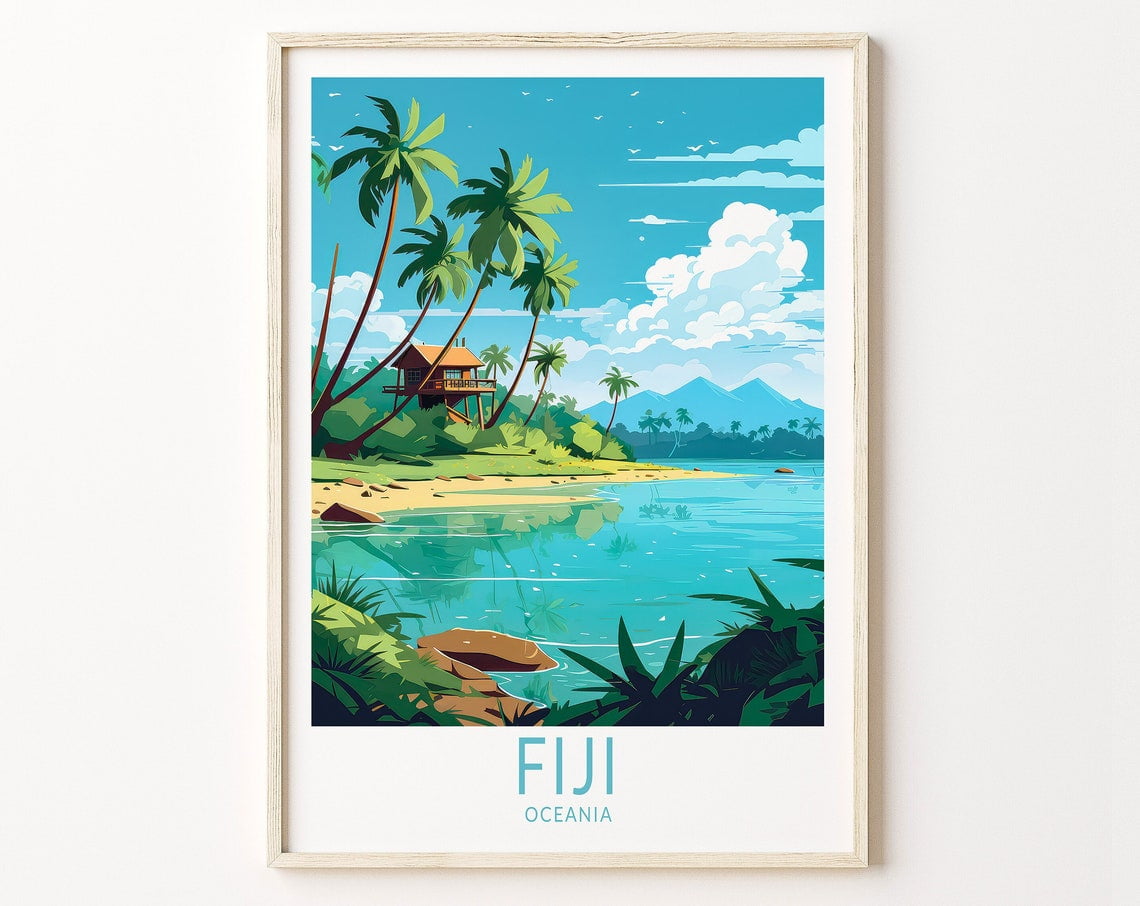 Fiji Oceania Travel Poster, Fiji Poster Print, Fiji Oceania Wall Art ...