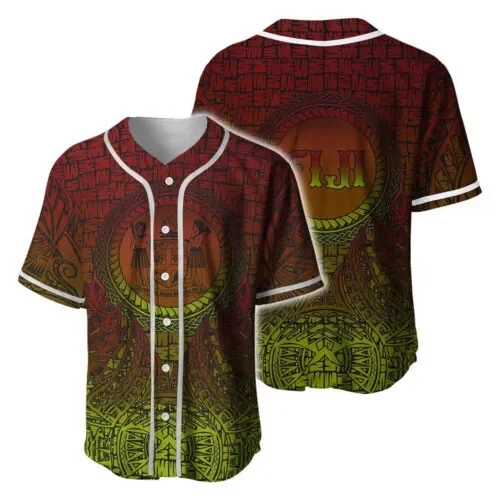 Fiji Polynesian Circle Pattern 3D Baseball Jersey Shirt Halloween Gift ...