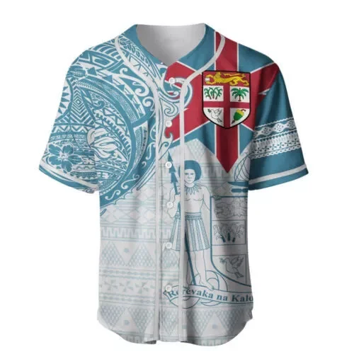 Fiji Polynesian Flag with Coat of Arms 3D Baseball Jersey Shirt ...