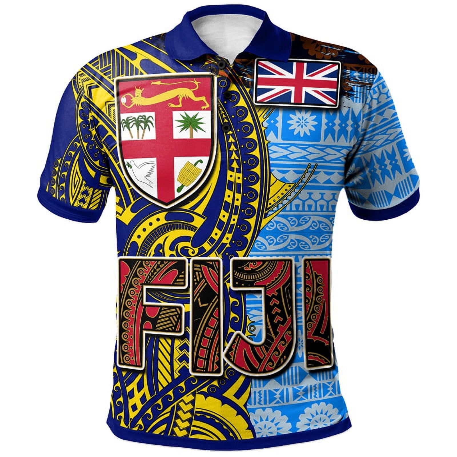 Fiji Polynesian Polo Shirt Fiji Lion With Tapa Patterns And Polynesian ...