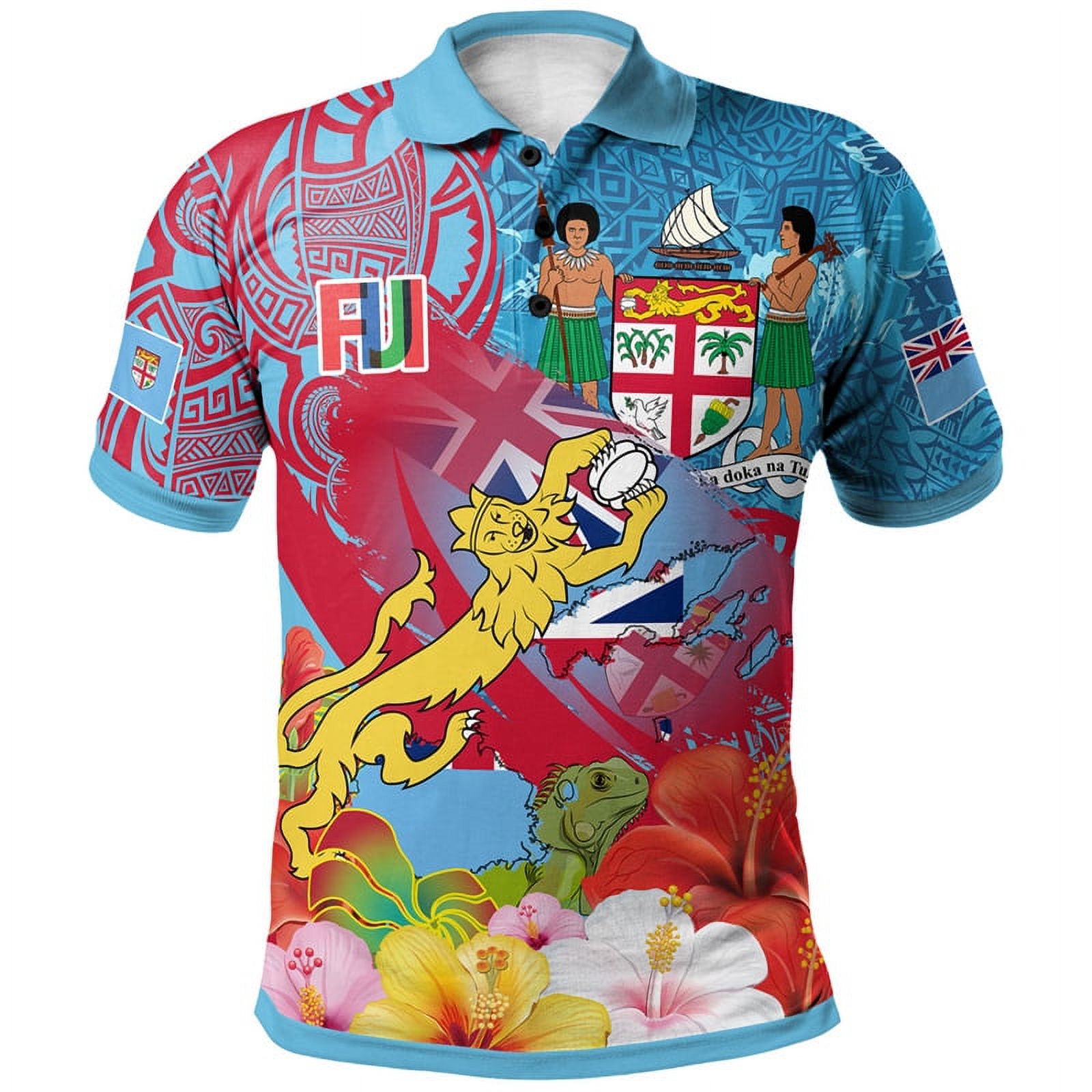 Fiji Polynesian Polo Shirt Fiji Lion With Tapa Patterns And Polynesian ...