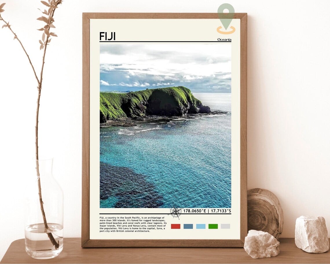 Fiji Print, Fiji Poster, Fiji Wall Art, Fiji Art Print, Fiji Artwork ...