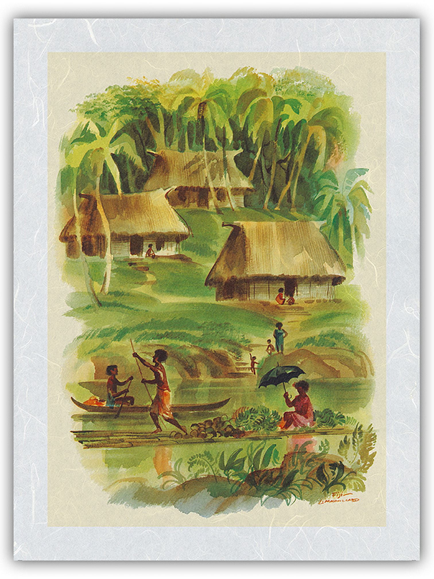 Fiji - S.S. Matsonia Menu Cover - Vintage Ocean Liner Travel Poster by ...