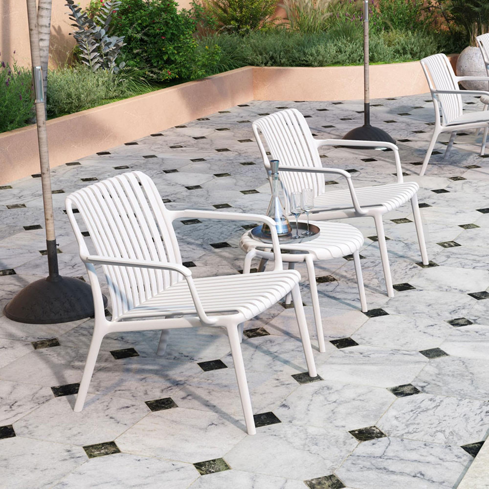 Fiji Stackable Indoor or Outdoor Modern Lounge Chair - White - Set of 2 ...