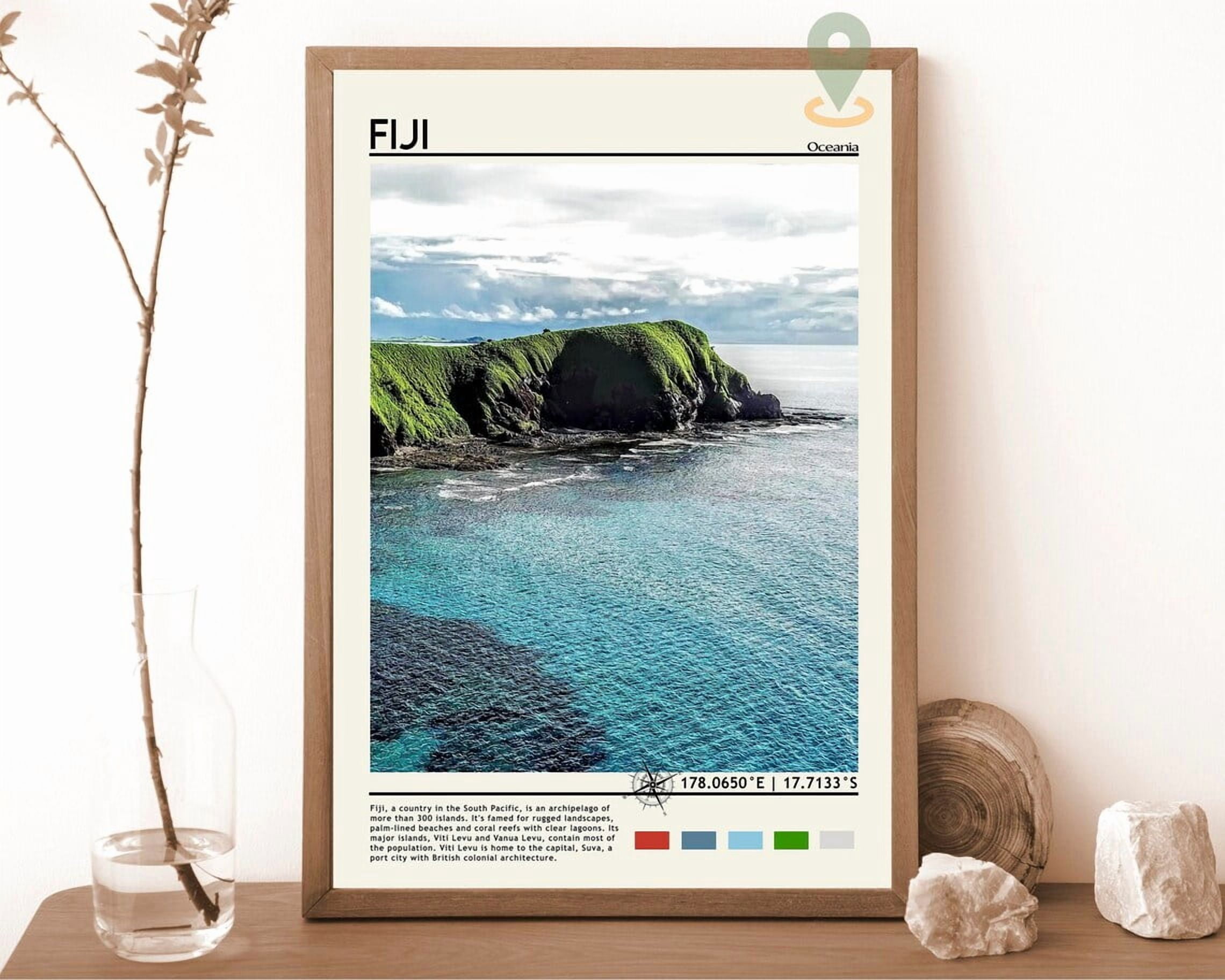 Fiji Travel Landscape Tropical Island Wall Art Poster, Poster Home ...