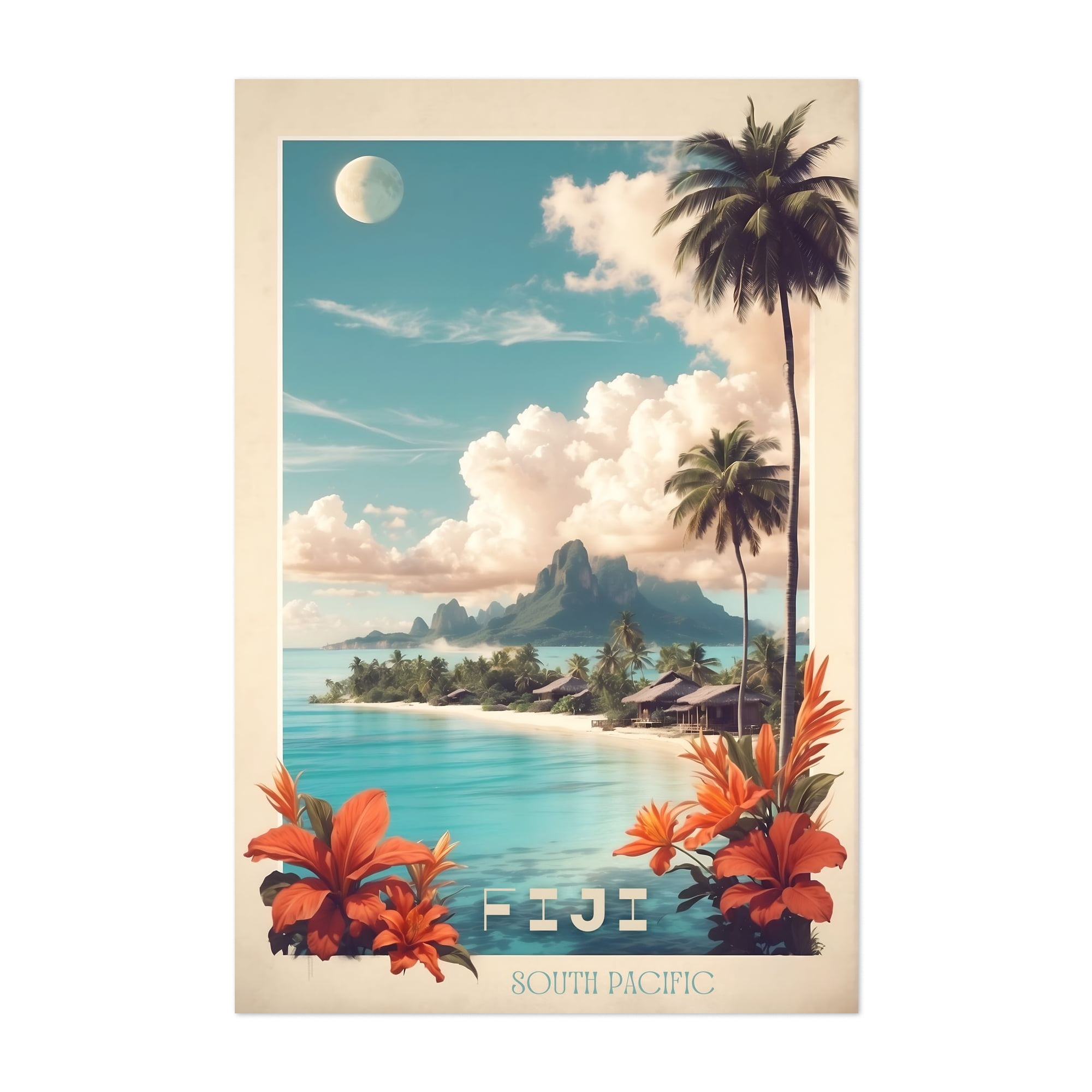 Fiji Vintage Travel Poster - Tropical Paradise Elegance - Western ...