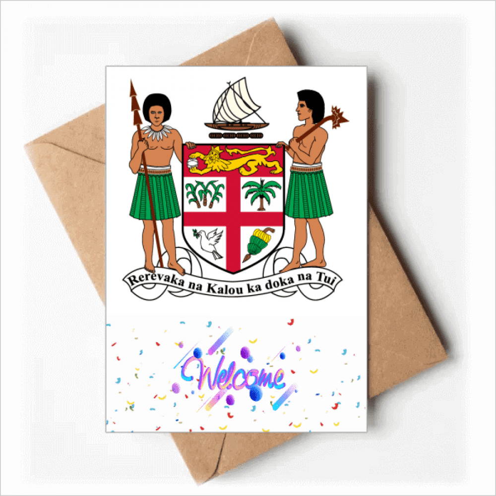 Fijil Oceania National Emblem Welcome Back Greeting Cards Envelopes ...