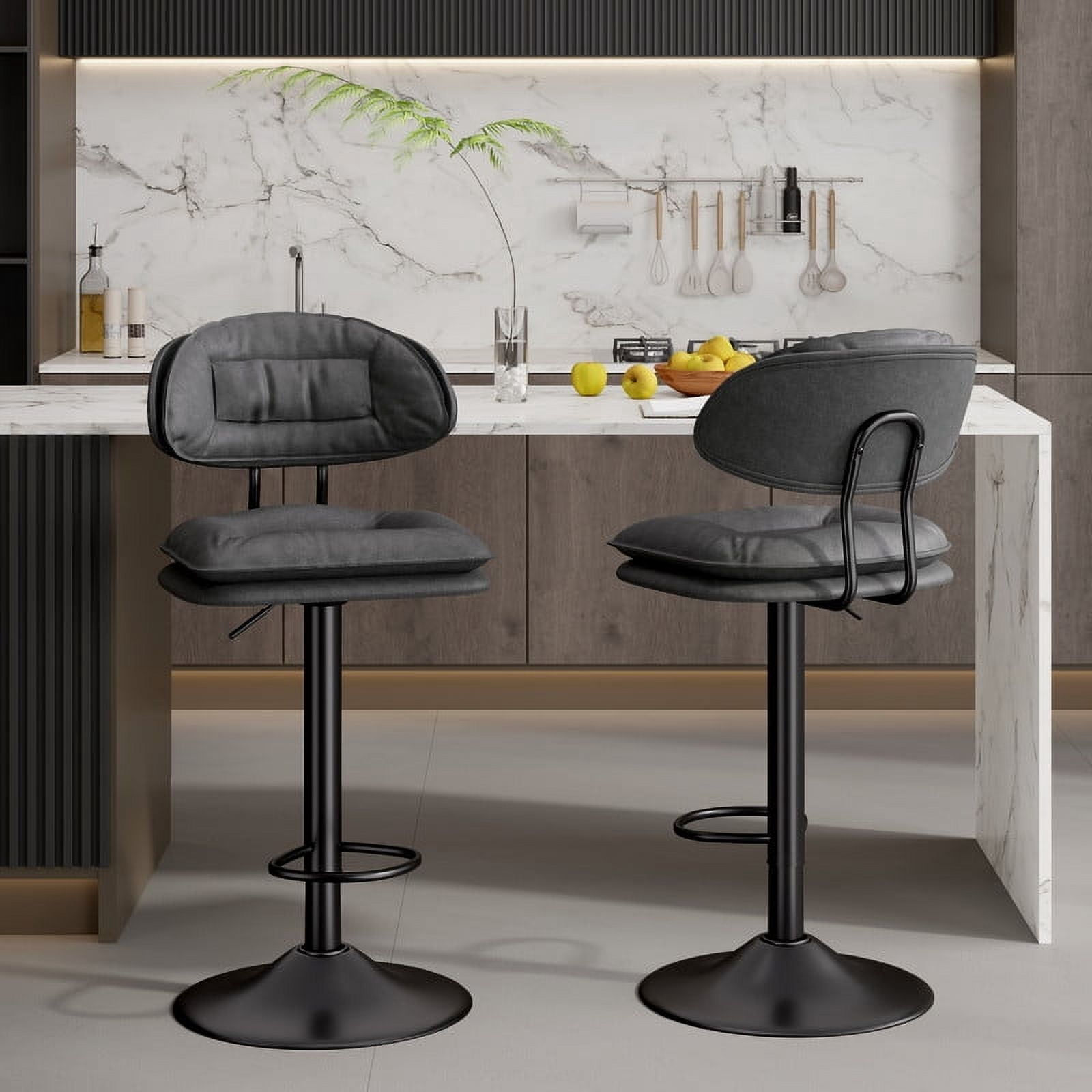 Fijinhom Adjustable Bar Stools Set of 2 with 360° Swivel and Cushioned ...