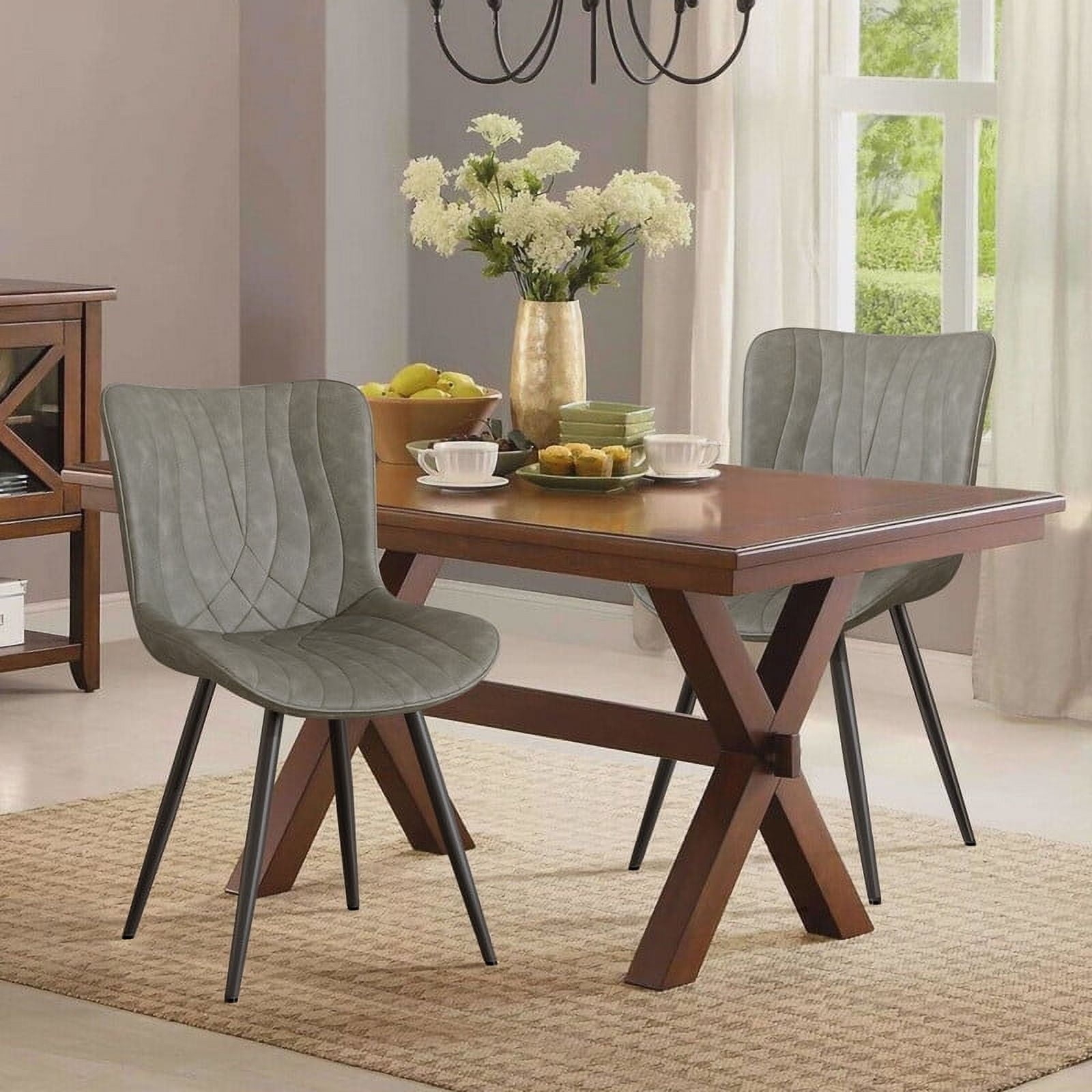 Fijinhom Dining Chairs Set of 2,Modern Armless PU Leather Accent Lounge ...