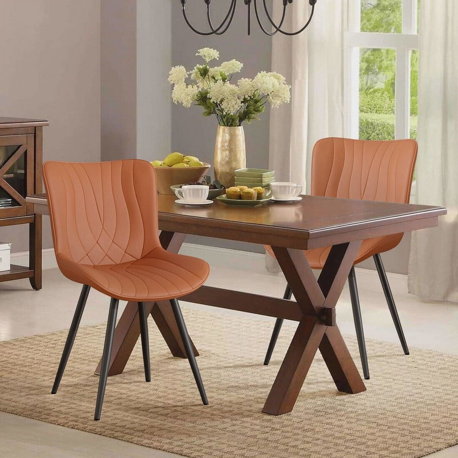 Fijinhom Dining Chairs Set of 4,Modern Armless PU Leather Accent Lounge ...