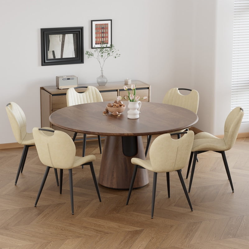 Fijinhom Dining Chairs Set of 6, Modern PU Leather Dining Room Chair ...