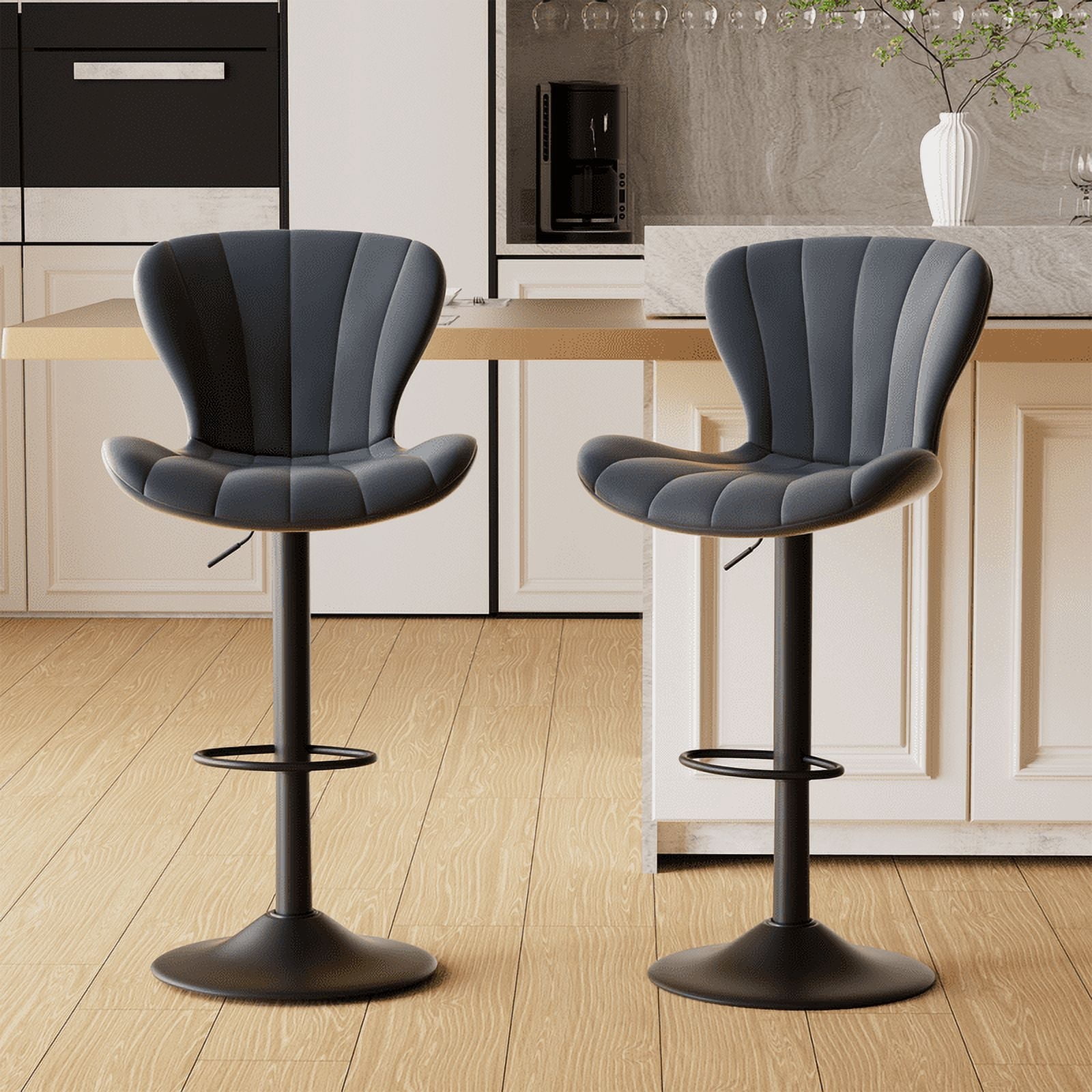 Fijinhom Modern Adjustable Bar Stools Set of 2 - Swivel Counter Height ...