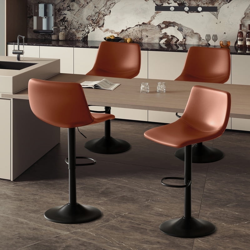 Fijinhom Modern Adjustable Bar Stools Set of 2, Swivel PU Leather ...