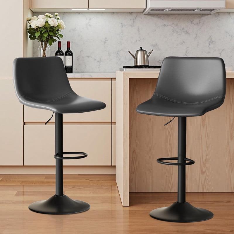 Fijinhom Modern Adjustable Bar Stools Set of 4, Swivel PU Leather ...