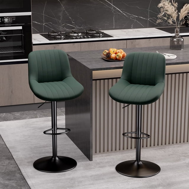 Fijinhom Modern Adjustable Swivel Bar Stools Set of 2 with Tech Fabric ...