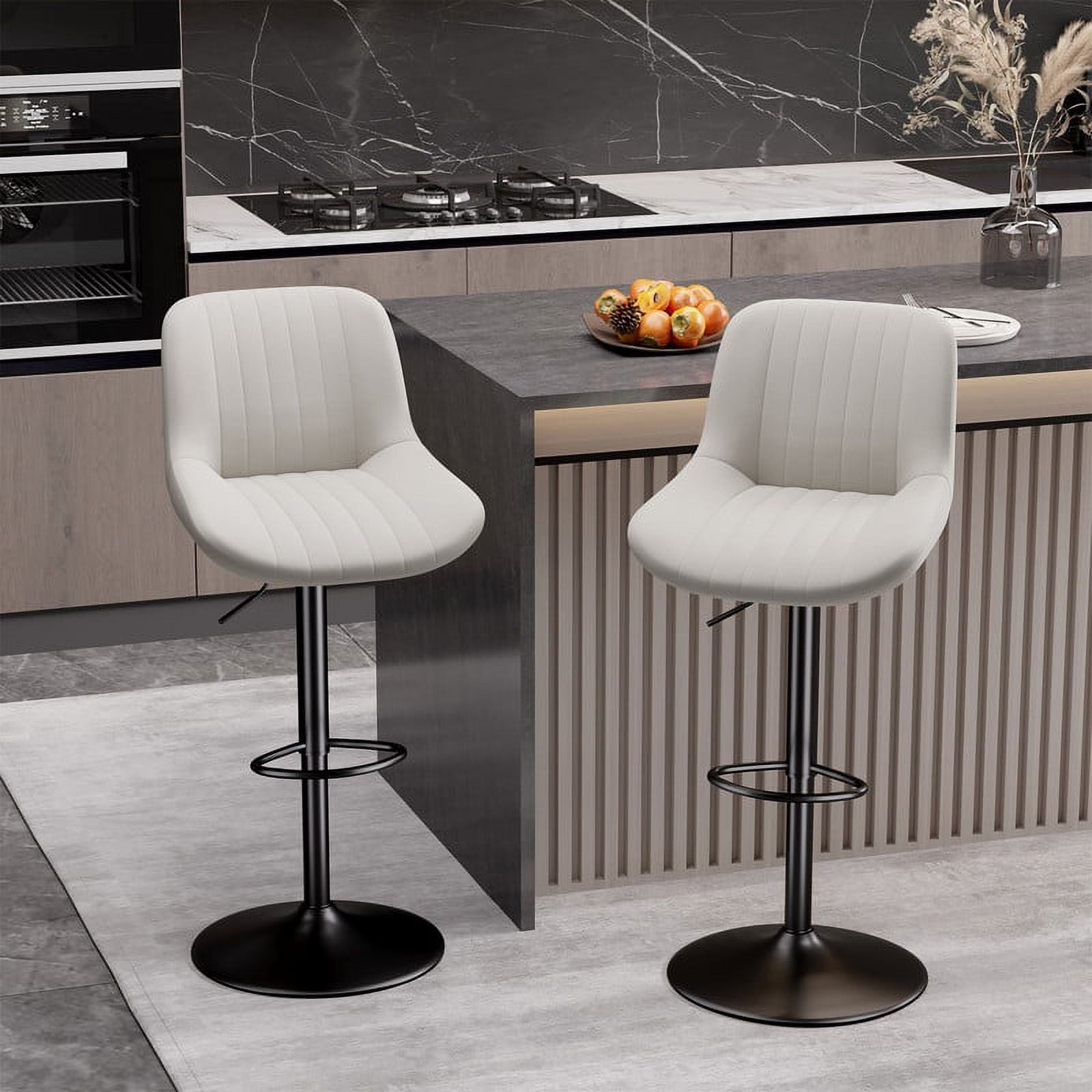 Fijinhom Modern Adjustable Swivel Bar Stools Set of 2 with Tech Fabric ...