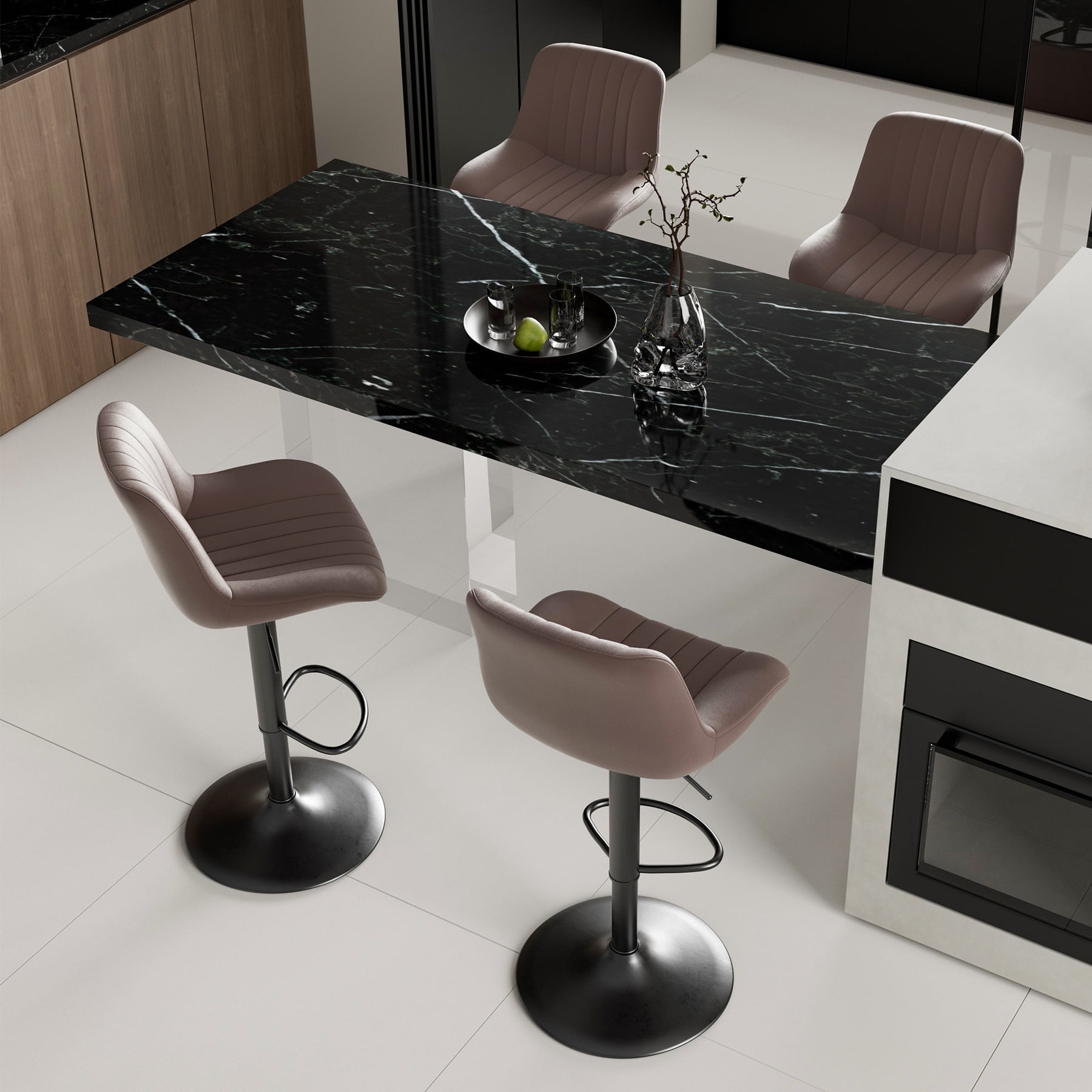 Fijinhom Swivel Bar Stools Set of 4 with Backs, Adjustable Counter ...