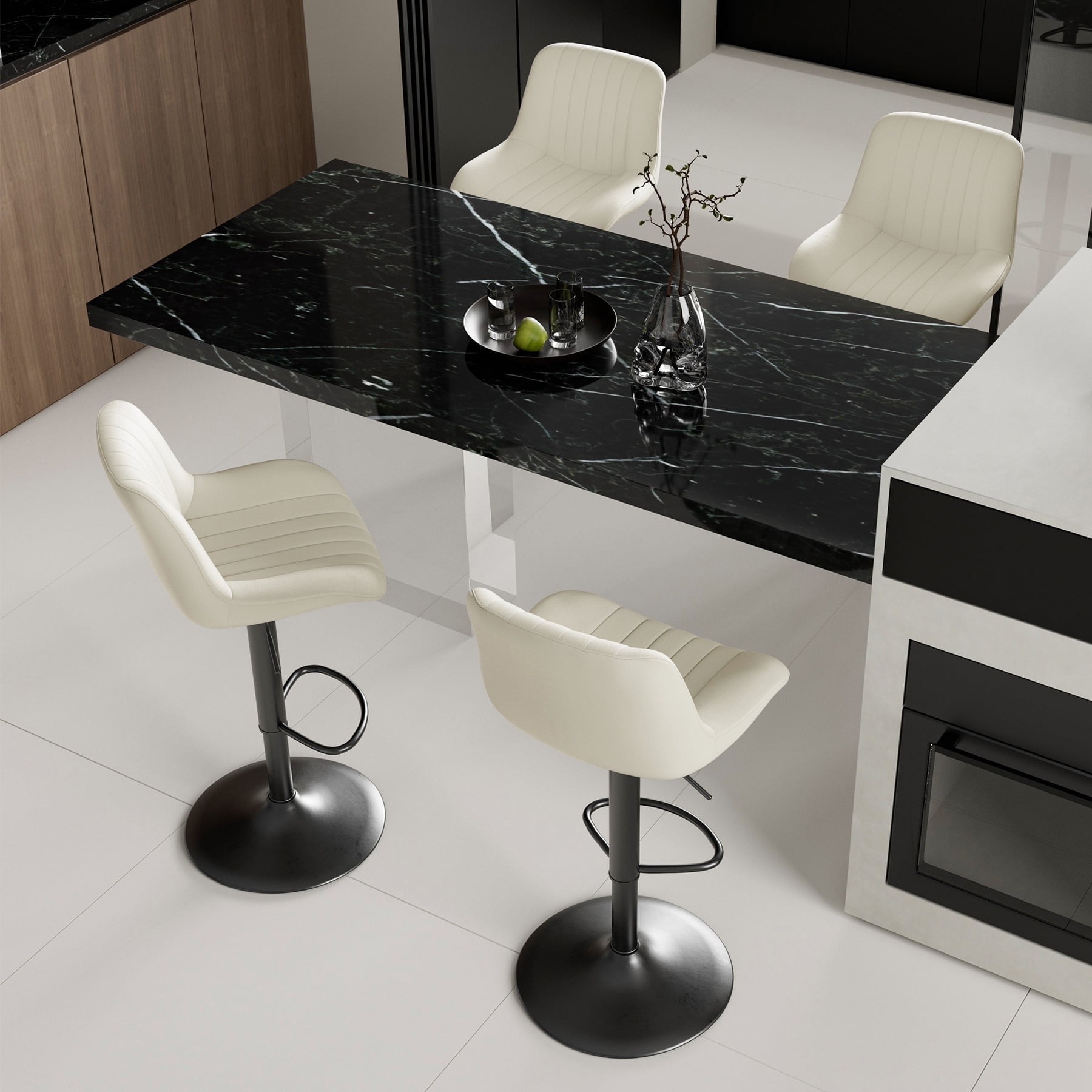 Fijinhom Swivel Bar Stools Set of 4 with Backs, Adjustable Counter ...