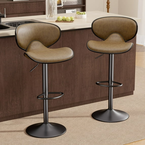 Fijinhom Modern Ergonomic Adjustable Bar Stools with PU Leather and ...