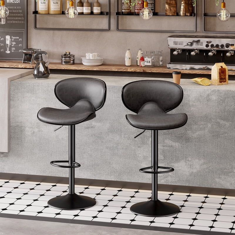 Fijinhom Modern Ergonomic Adjustable Bar Stools with PU Leather and ...