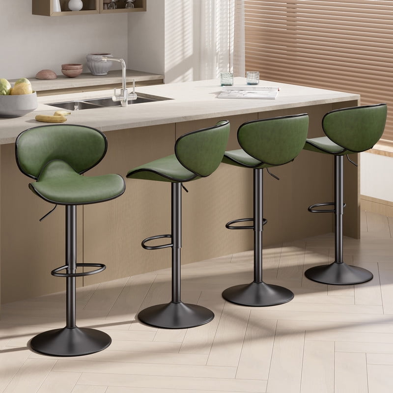 Fijinhom Modern Ergonomic Adjustable Bar Stools with PU Leather and ...