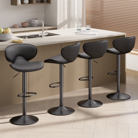 Fijinhom Modern Ergonomic Adjustable Bar Stools with PU Leather and ...
