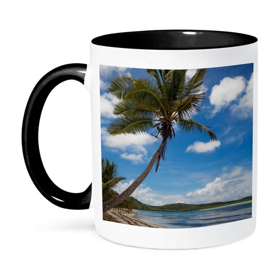 3dRose, Fijis Southern Lau Group, Island of Fulanga. Bay with palm tree ...