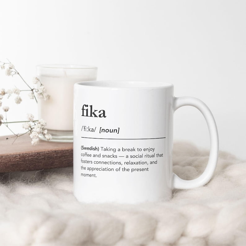Fika Definition Mug - Swedish Coffee Break Quote, Minimalist - Walmart.com