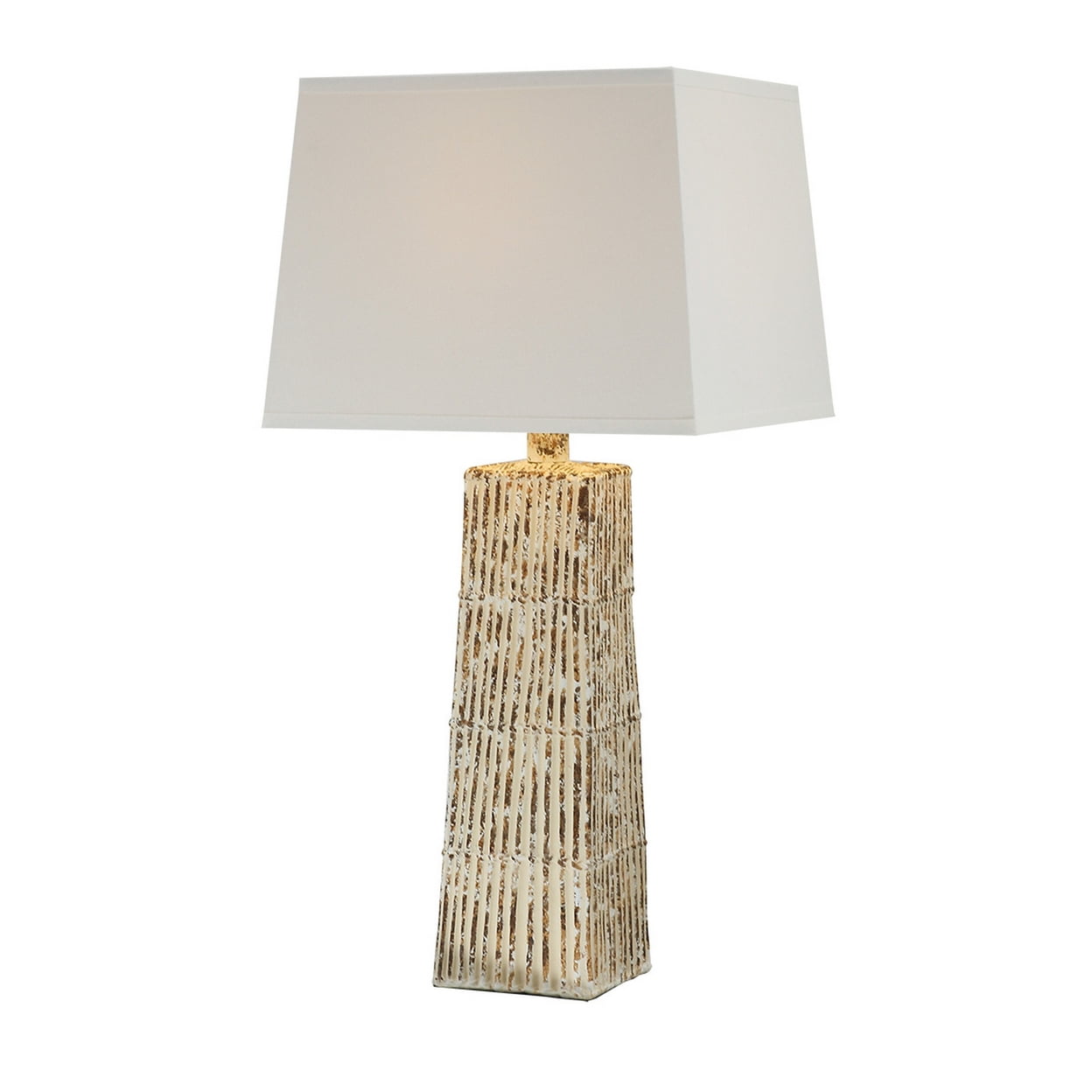 Fila 29 Inch Table Lamp, White Square Shade, Elongated Body, Bamboo ...