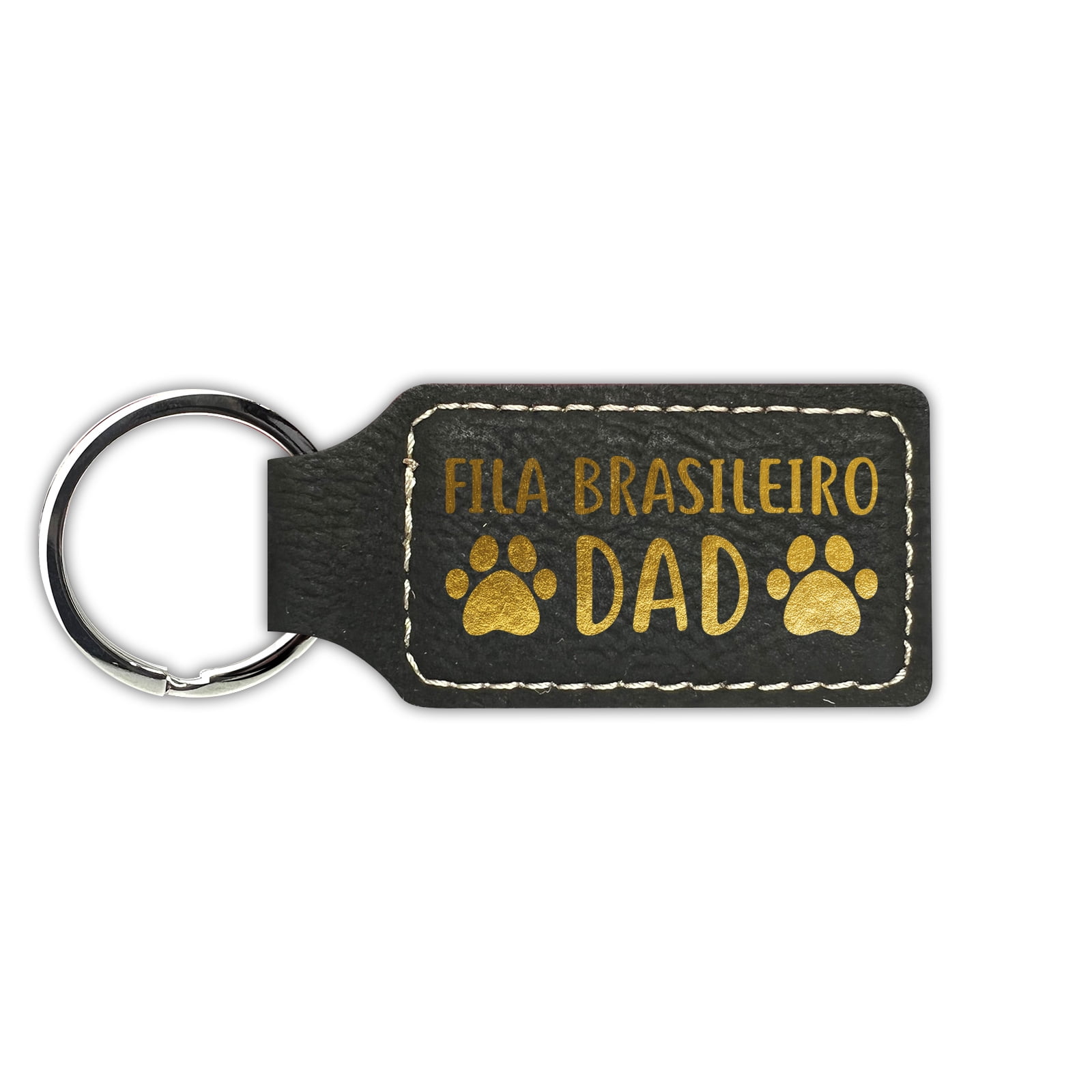 Fila Brasileiro Dad Keychain Leatherette Rectangle - Laser Engraved ...