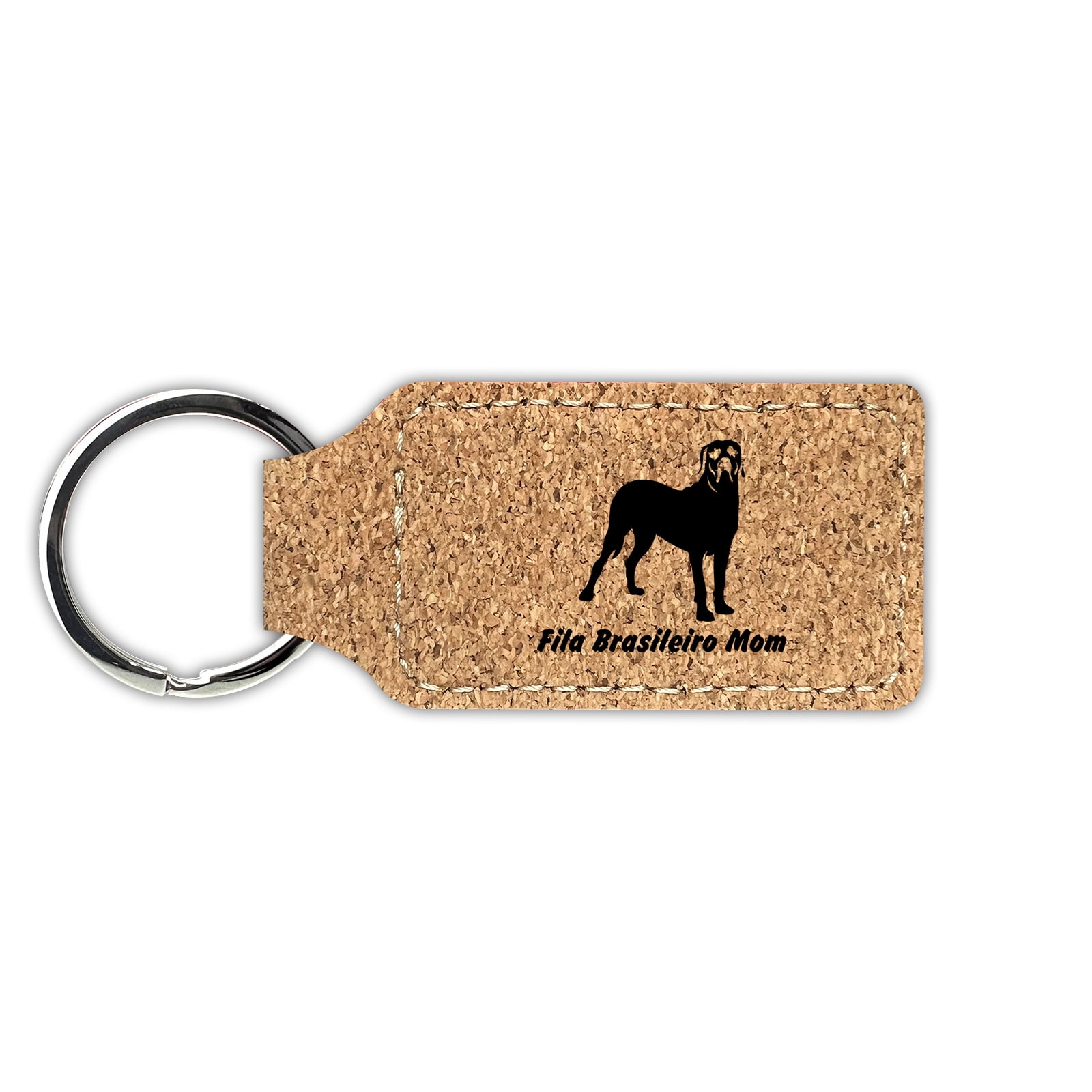 Fila Brasileiro Mom Keychain Leatherette Rectangle - Laser Engraved ...