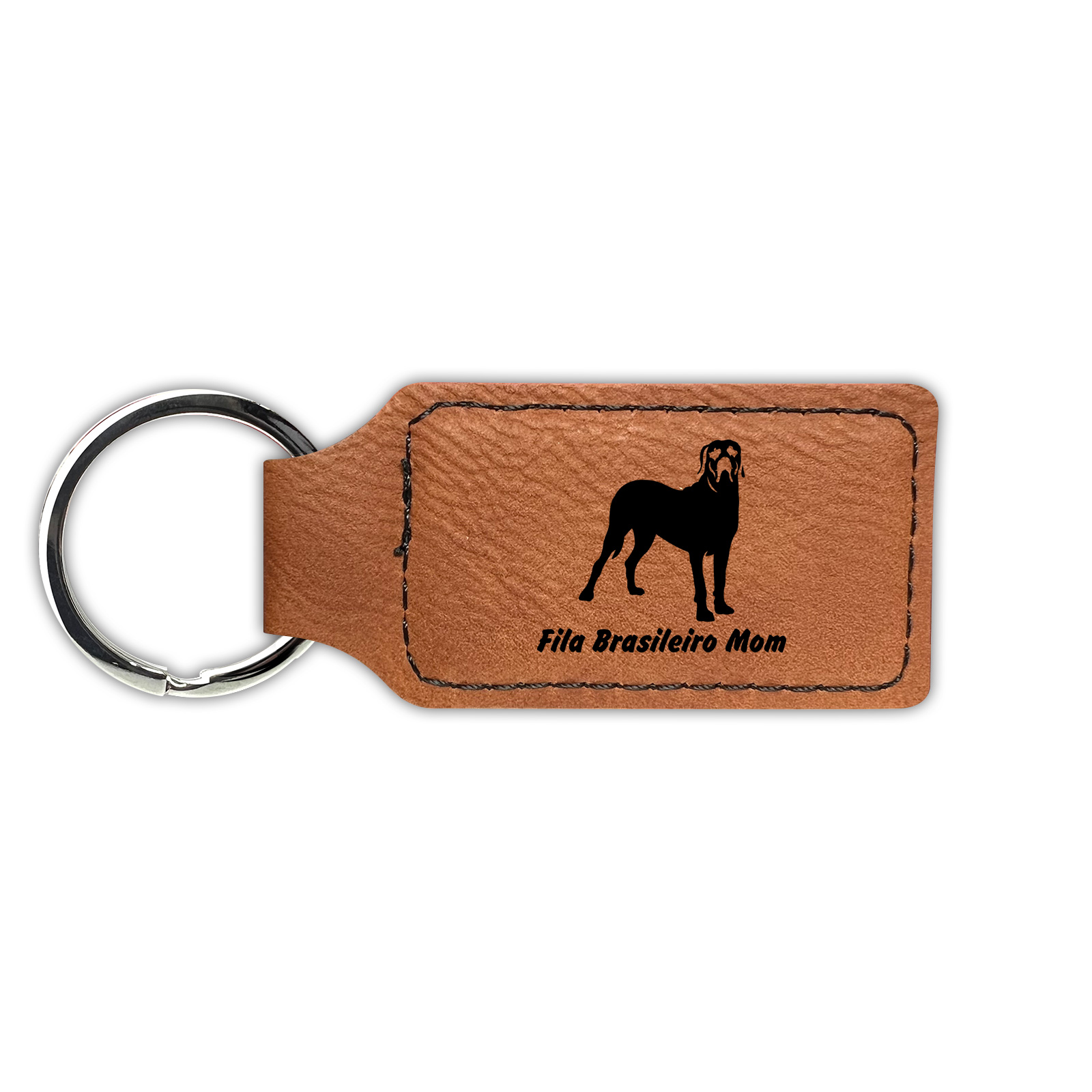 Fila Brasileiro Mom Keychain Leatherette Rectangle - Laser Engraved ...