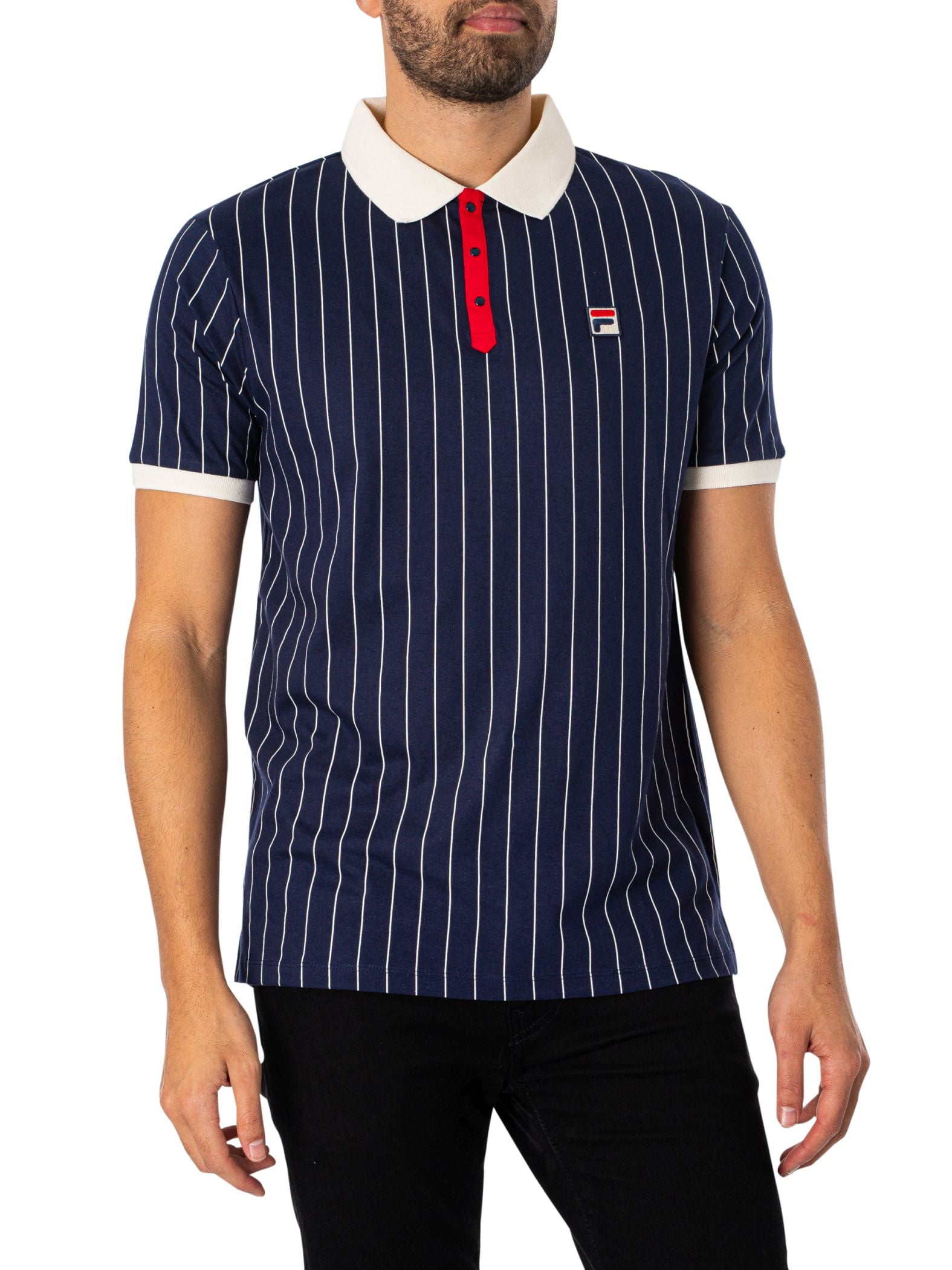 Fila Classic Vintage Striped Polo Shirt, Blue - Walmart.com