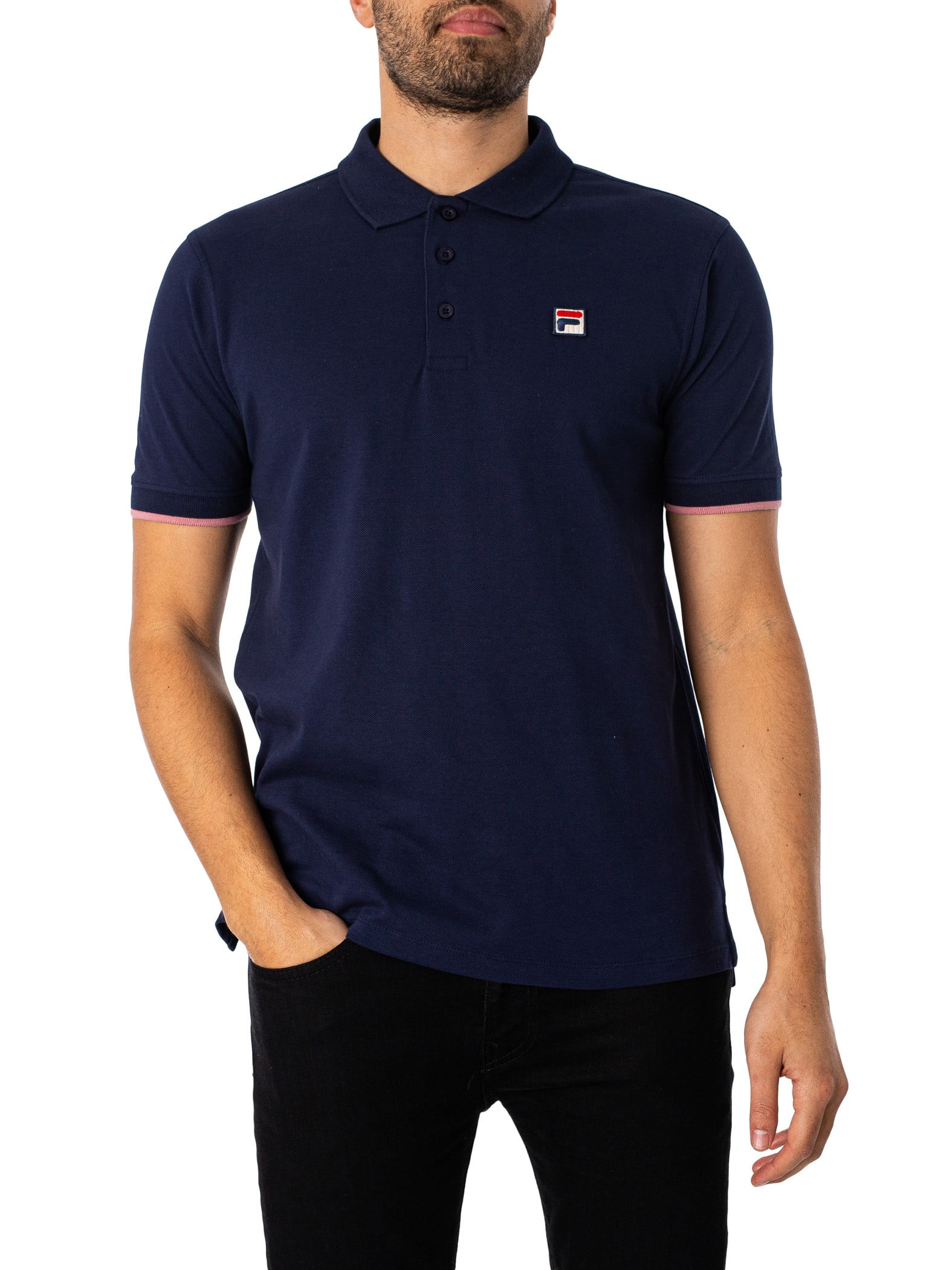 Fila Custom Two Button Tipped Rib Polo Shirt, Blue - Walmart.com