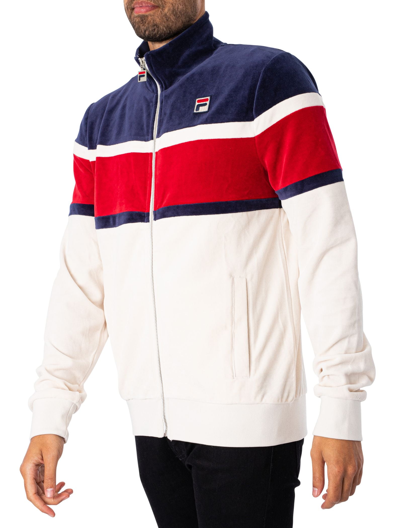 Fila Decker Colour Block Velour Track Jacket, Blue - Walmart.com