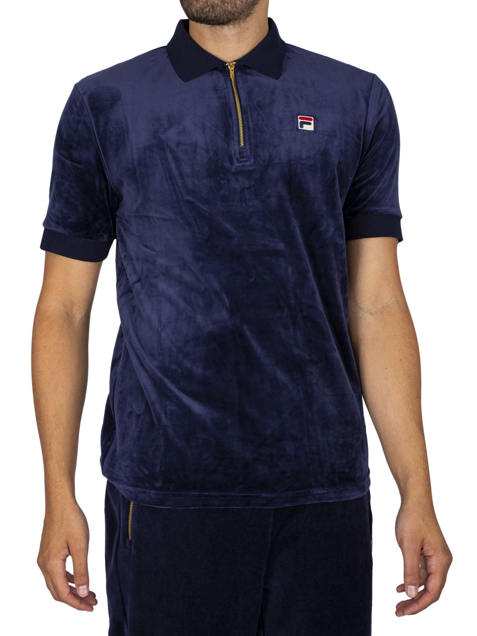 Fila Devon Velour Polo Shirt, Blue - Walmart.com