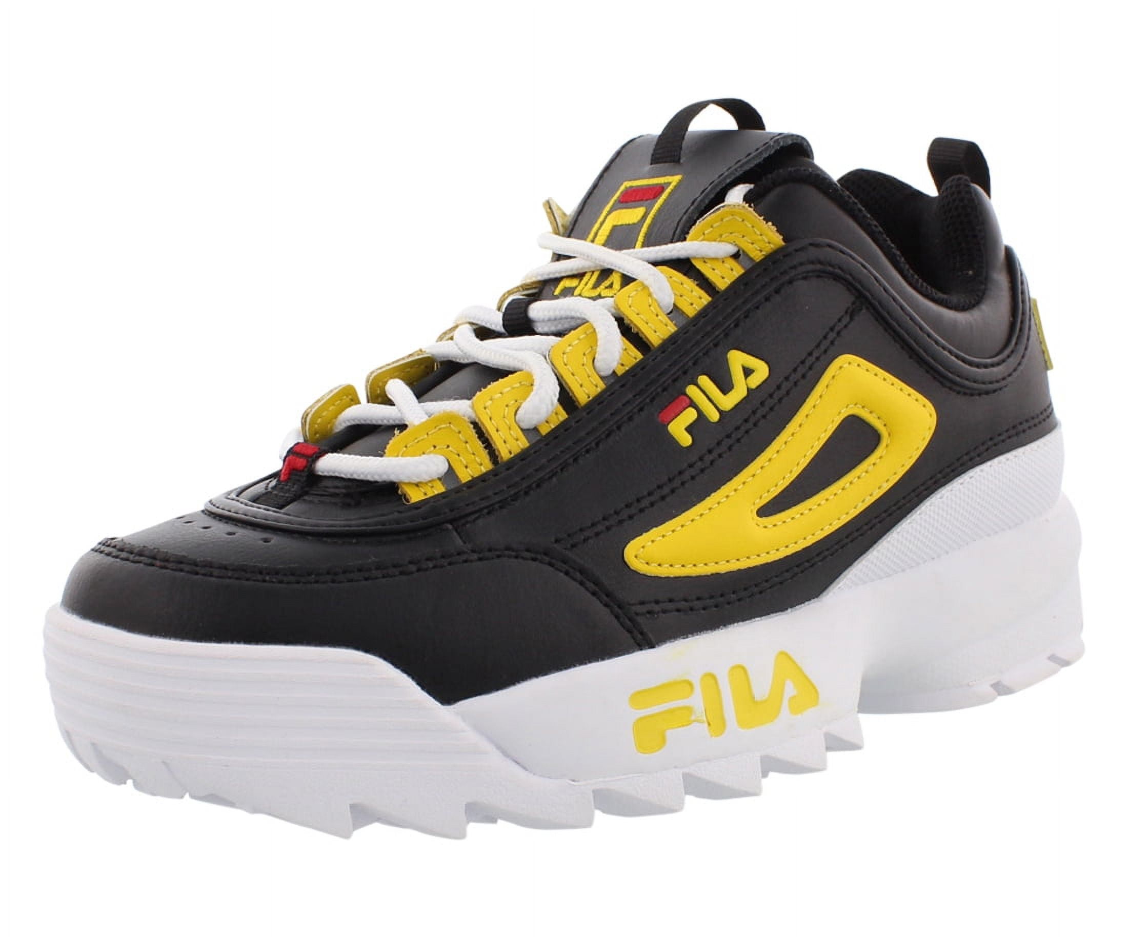 Fila Disruptor Ii Boys Shoes Size 4, Color: Black/White/Yellow ...
