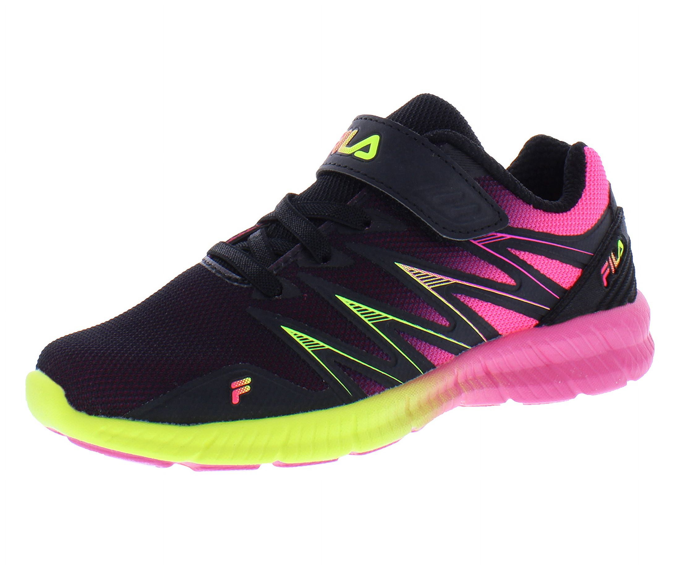 Fila Fantom 8 Strap Girls Shoes Size 12, Color: Black/Pink/Yellow ...