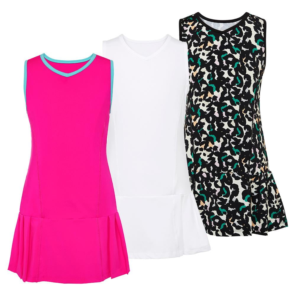 Fila Girls` Essentials Pleated Tennis Dress ( MEDIUM Pink Glo/Bl ...