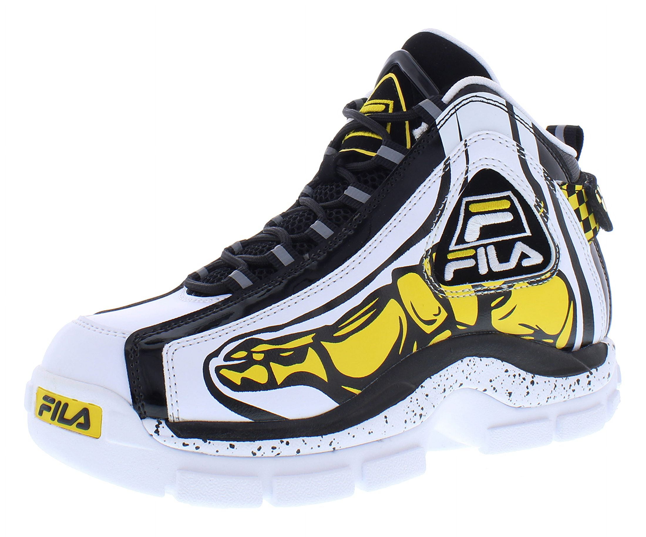 Fila Grant Hill 2 Racing Boys Shoes Size 3.5, Color: Black/White/Yellow ...