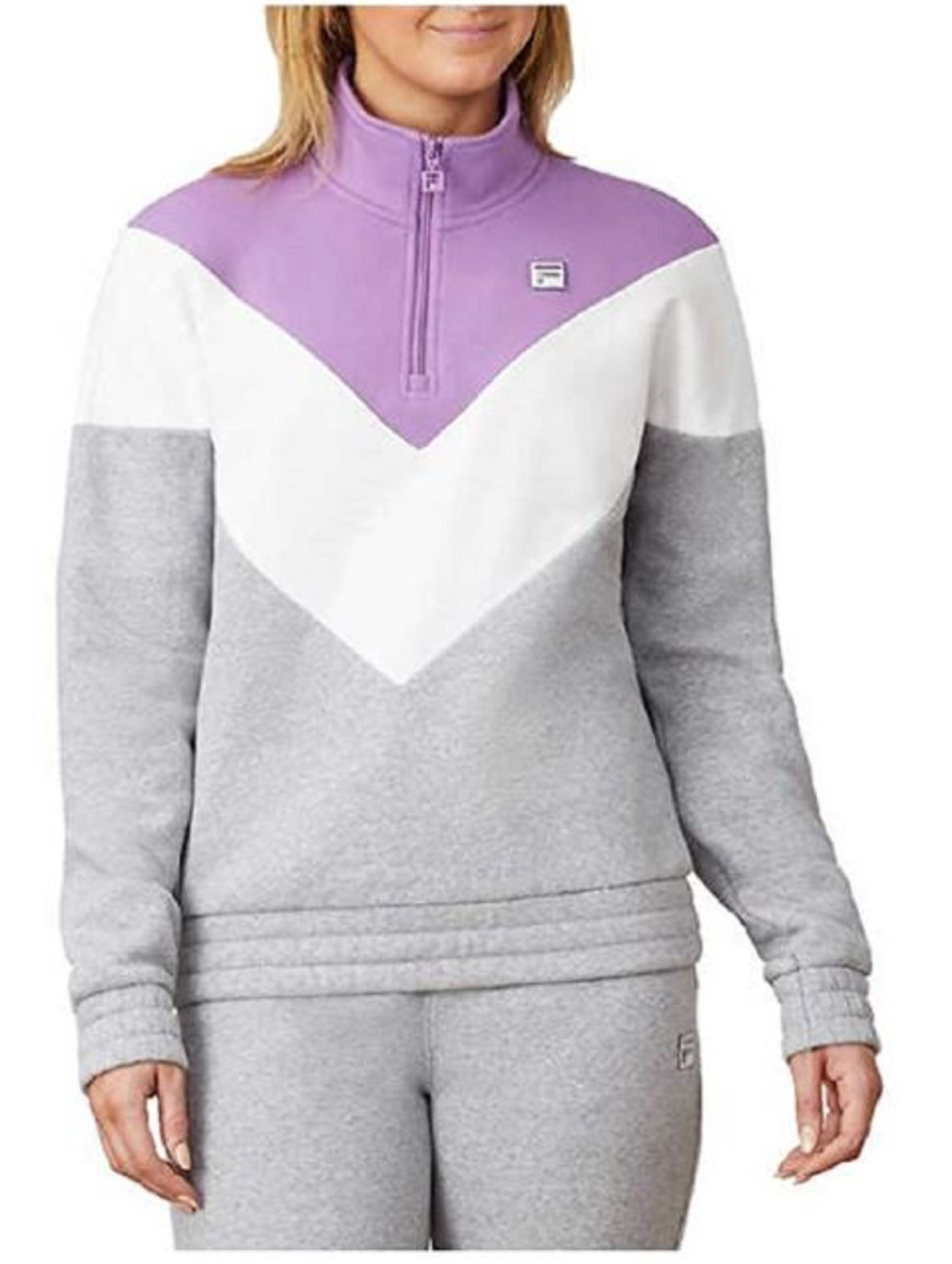 Fila Ladies' 1/4 Zip Pullover (Grey/Lavender/White, Large) - Walmart.com