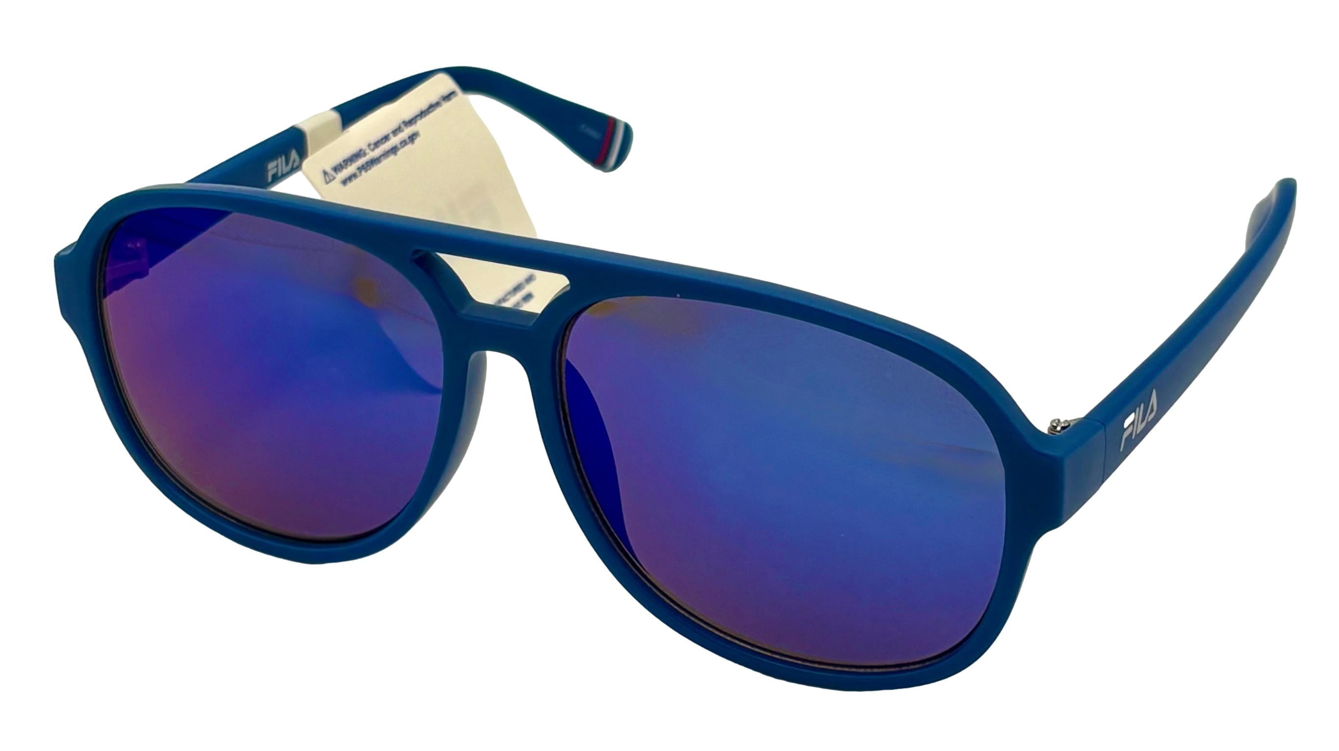 Fila Matte Matte Blue Mens Plastic Aviator Sunglass Blue Flash Lens ...