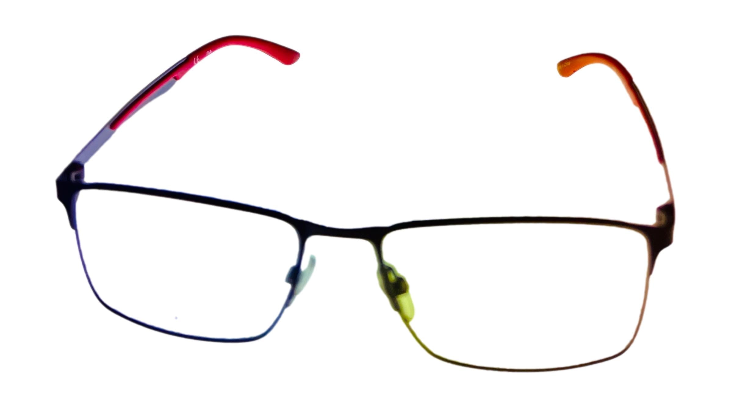 Fila Mens Gunmetal Red Rectangle Metal Eyewear Frame VF9943. 0SRH. 54mm ...