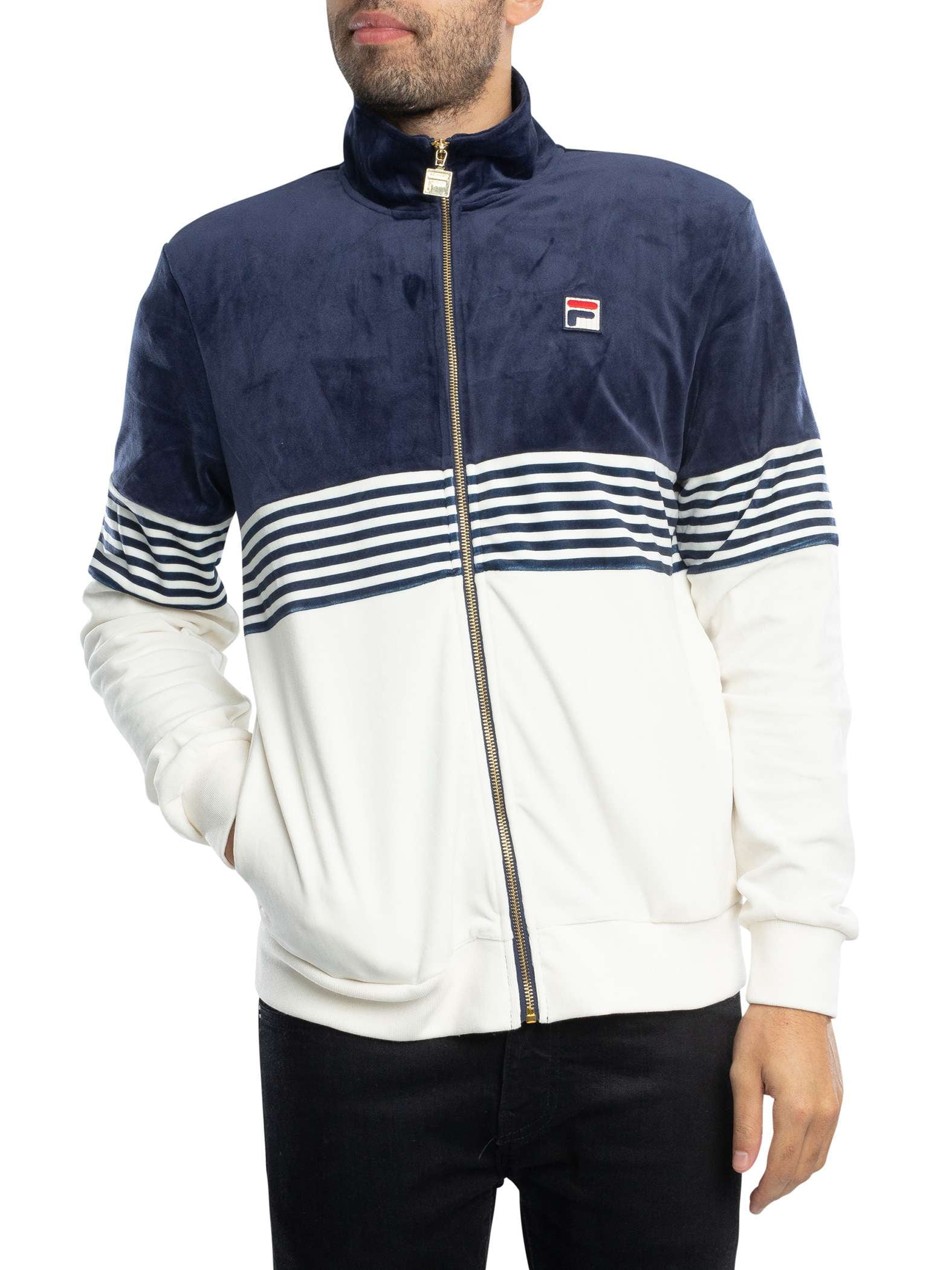 Fila Merrick Stripe Velour Track Jacket, Blue - Walmart.com