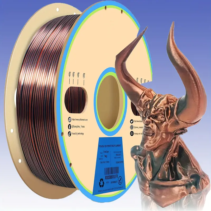 Filajoy3D Multicolor 3D Shiny Printing Filament, Rose Red& Blue ...