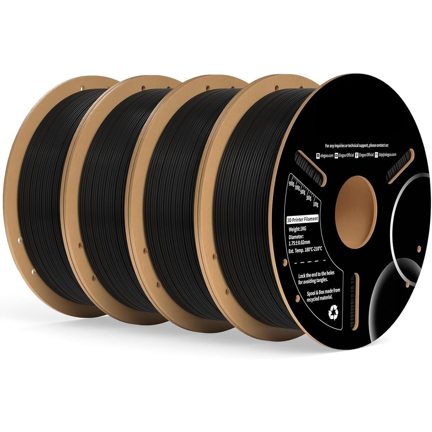 Filament 1.75mm Black 4KG, 30-250mm/s Printing Speed Improved Rigidity ...