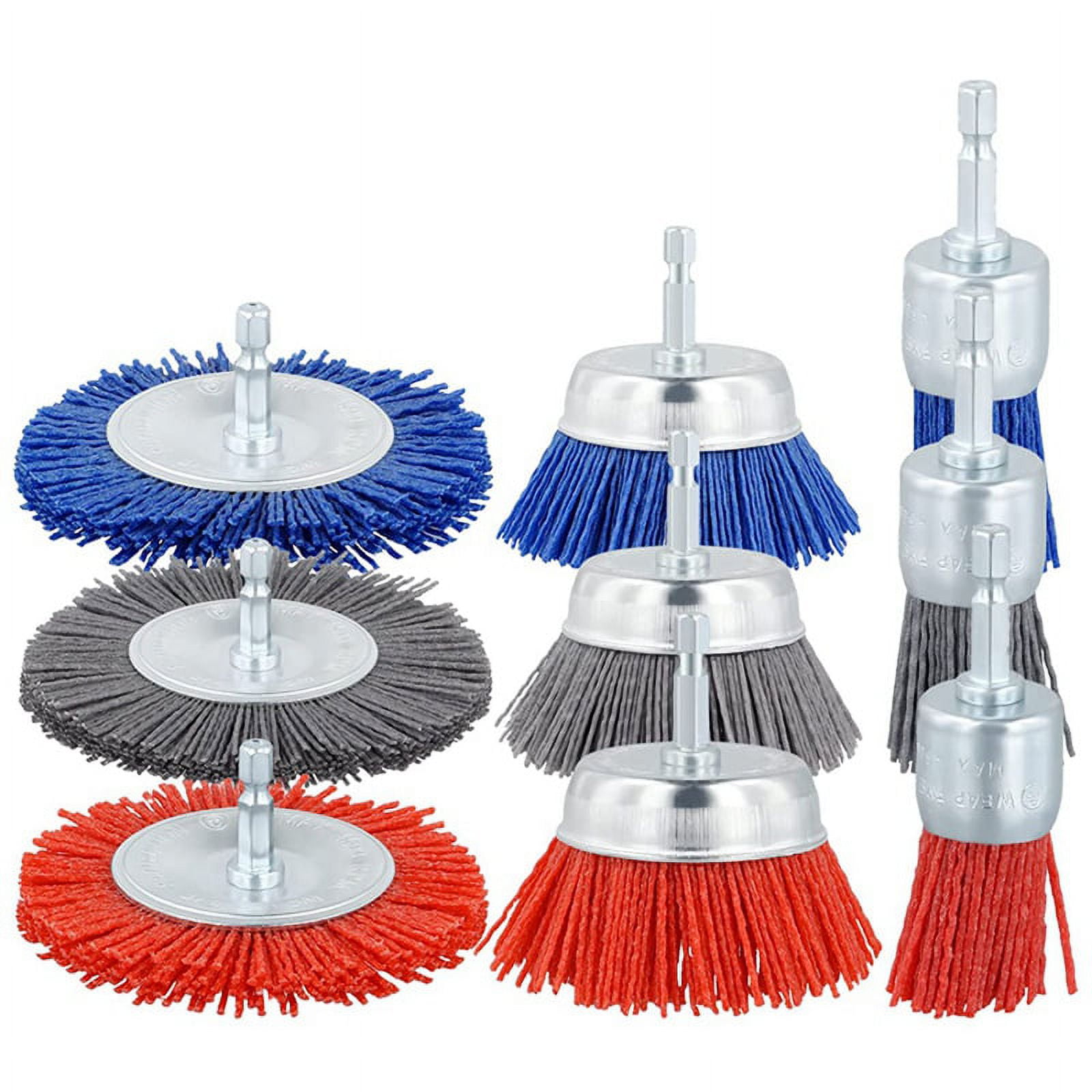 Filament Abrasive Wire Brush Wheels,3Sizes Nylon Set With 1/4In Drill ...