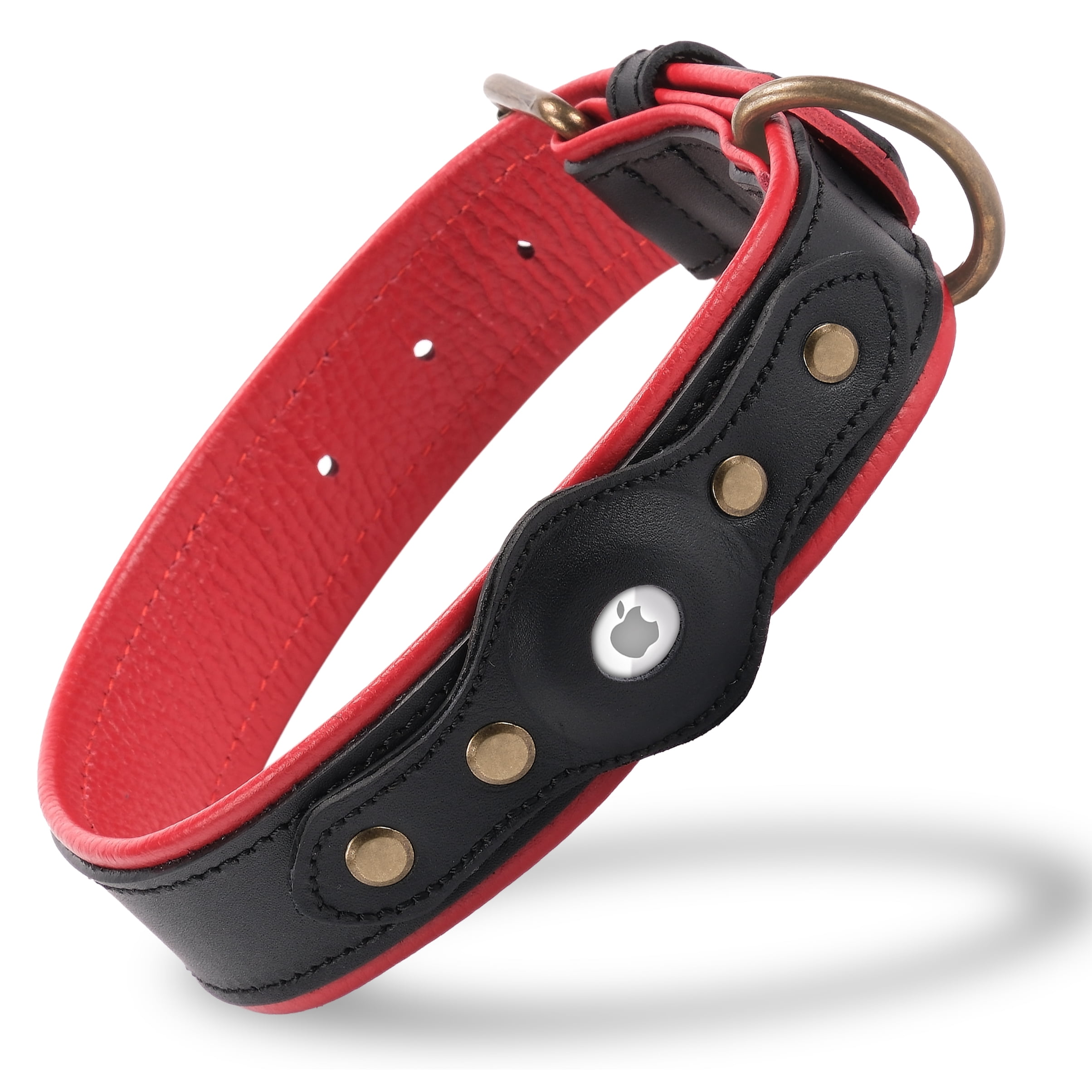 Filbert Leather Dog Collar with Airtag Holder, Airtag Collar For Large ...