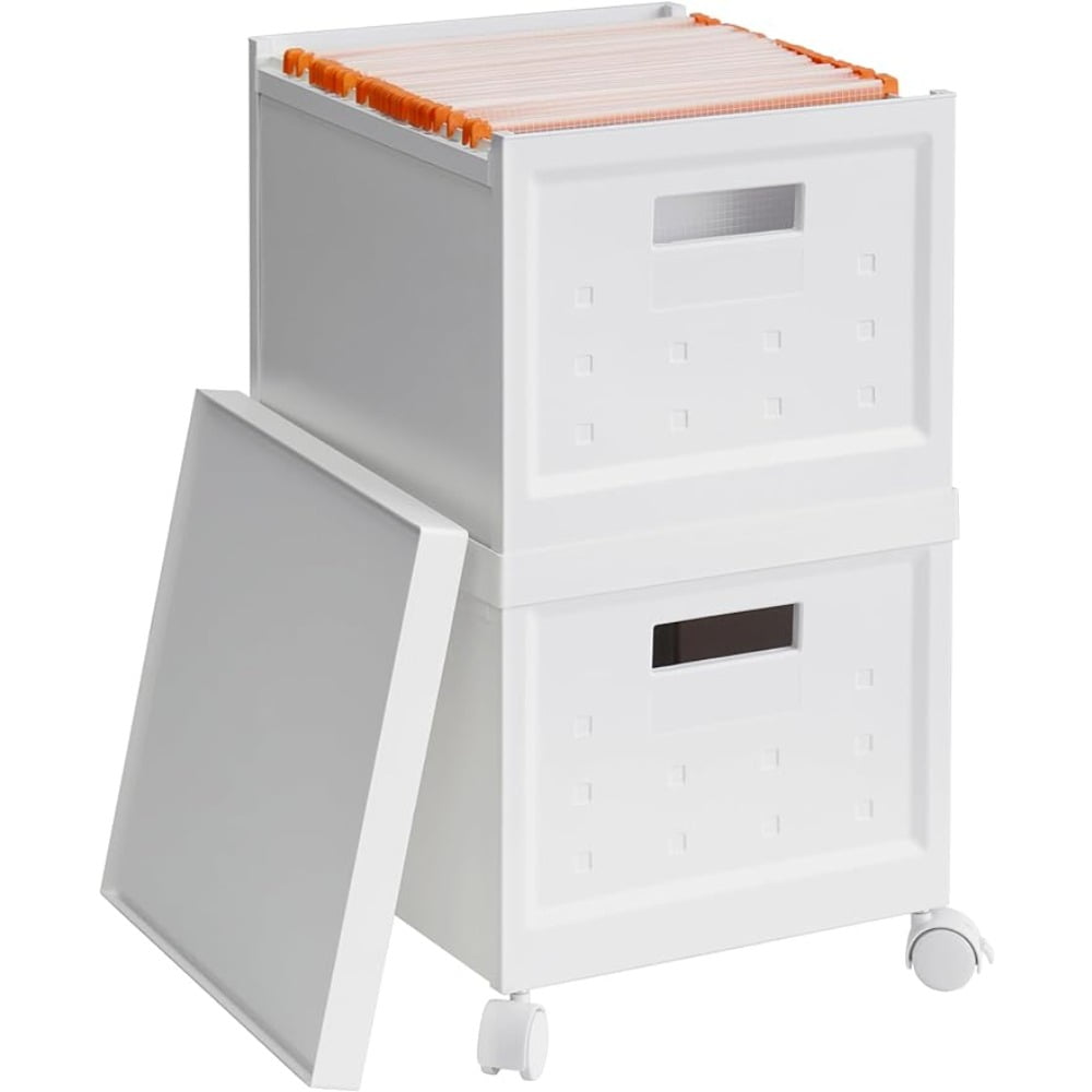 File Box with 20 file bags, 2 Pack, Plastic Storage, File Filing Box ...